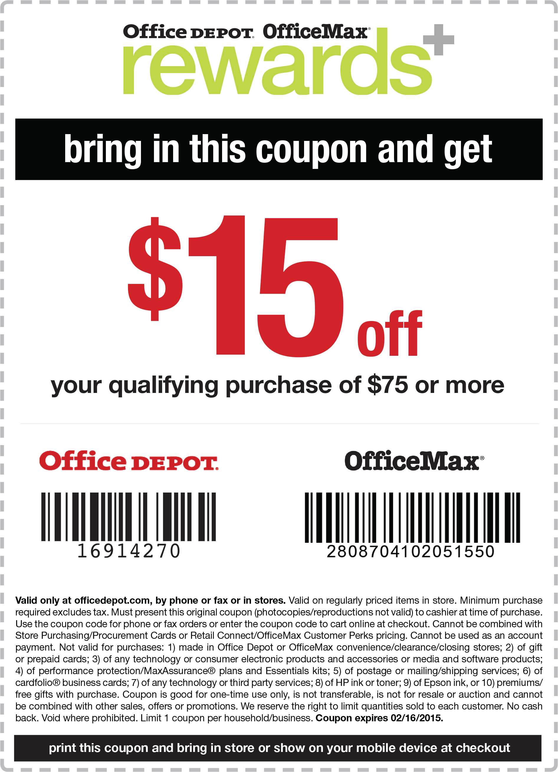 Office Depot Coupons 15 Off 75 At Office Depot